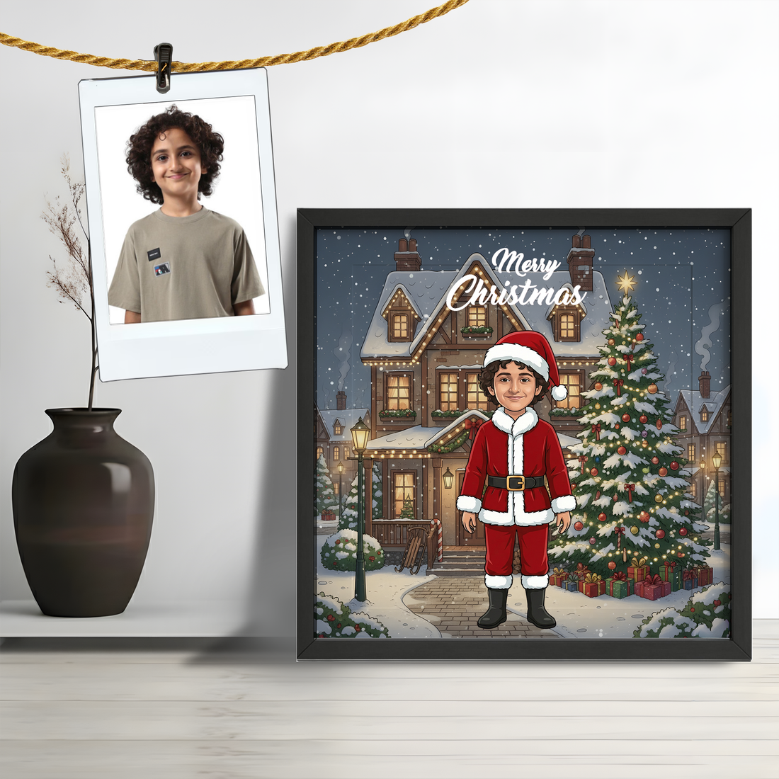 Personalized Boy Santa Photo Frame – Bhootiya